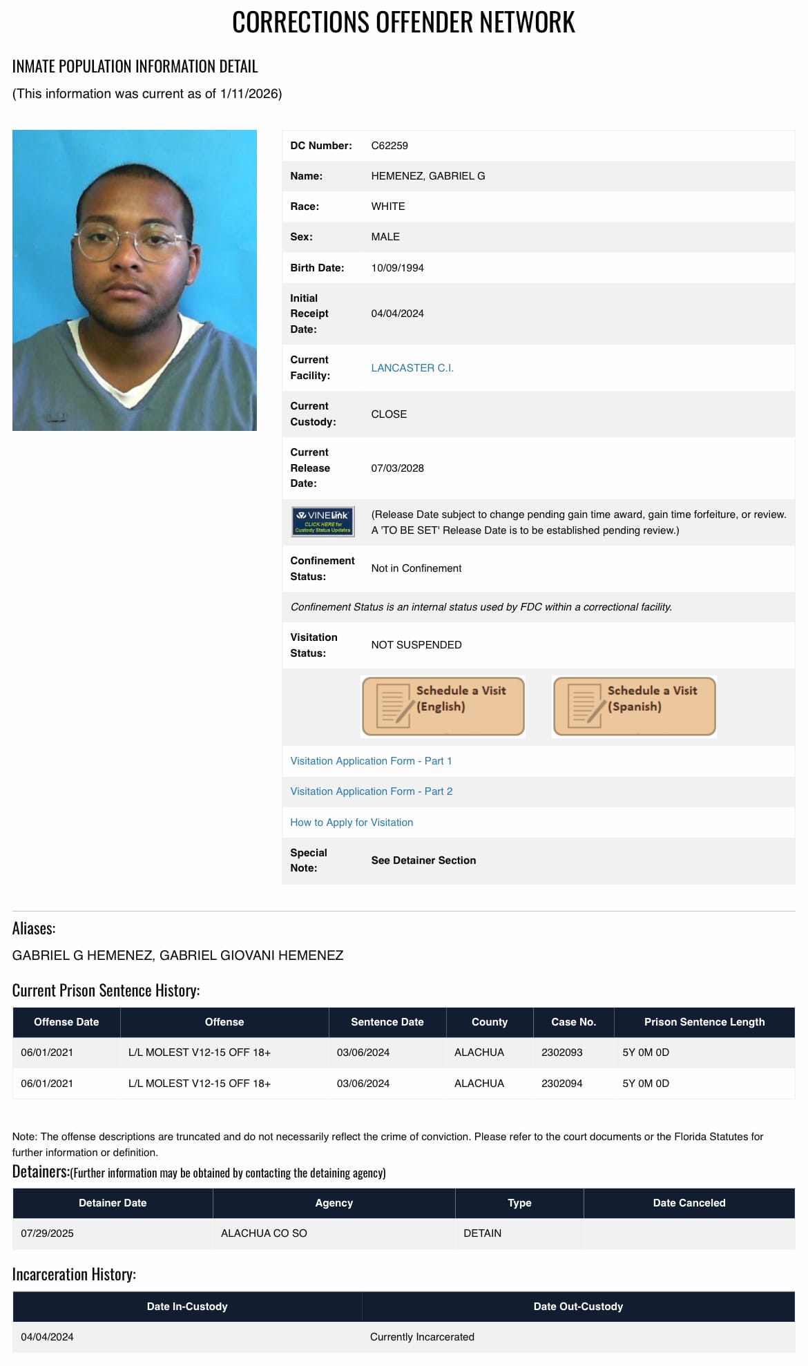 Church Child Molester Serving Prison Sentence Under Sheriff's Office ...